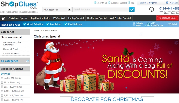Top 20 e-commerce destinations for Christmas shopping in India